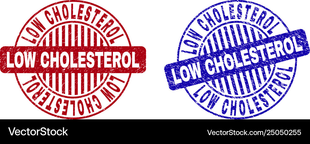 Grunge low cholesterol textured round stamps Vector Image