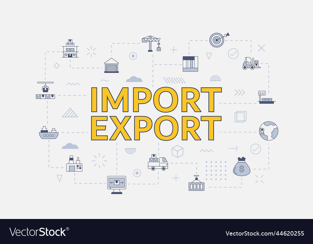 Import and export concept with icon set big Vector Image