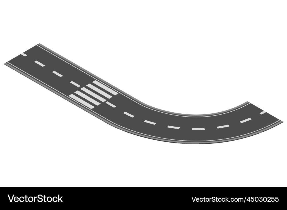 Isometric road element for highway city street map