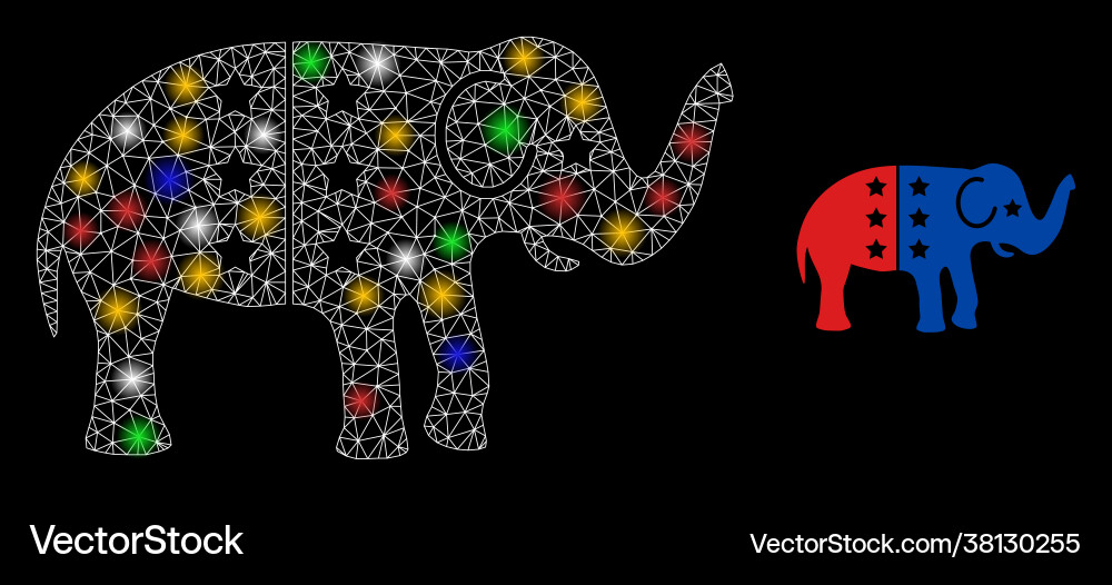 Mesh american democratic elephant glare icon Vector Image