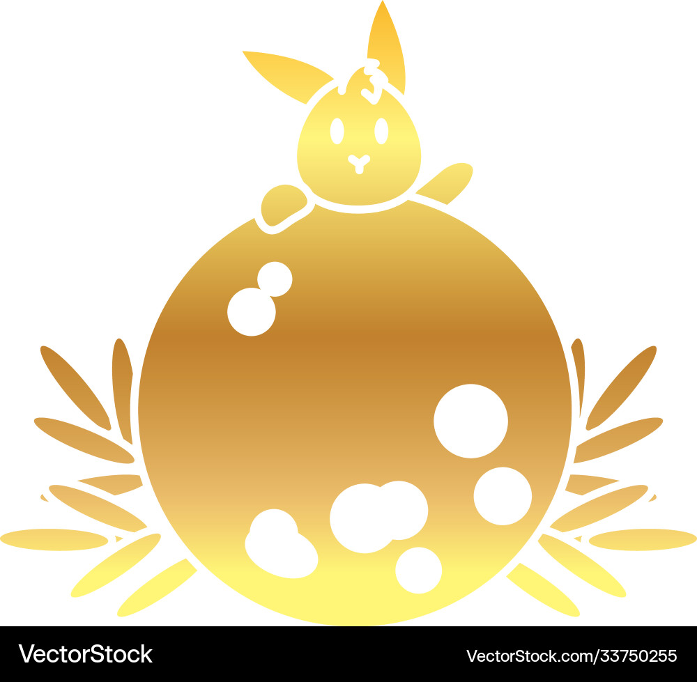 Mid autumn concept full moon and rabbit icon Vector Image