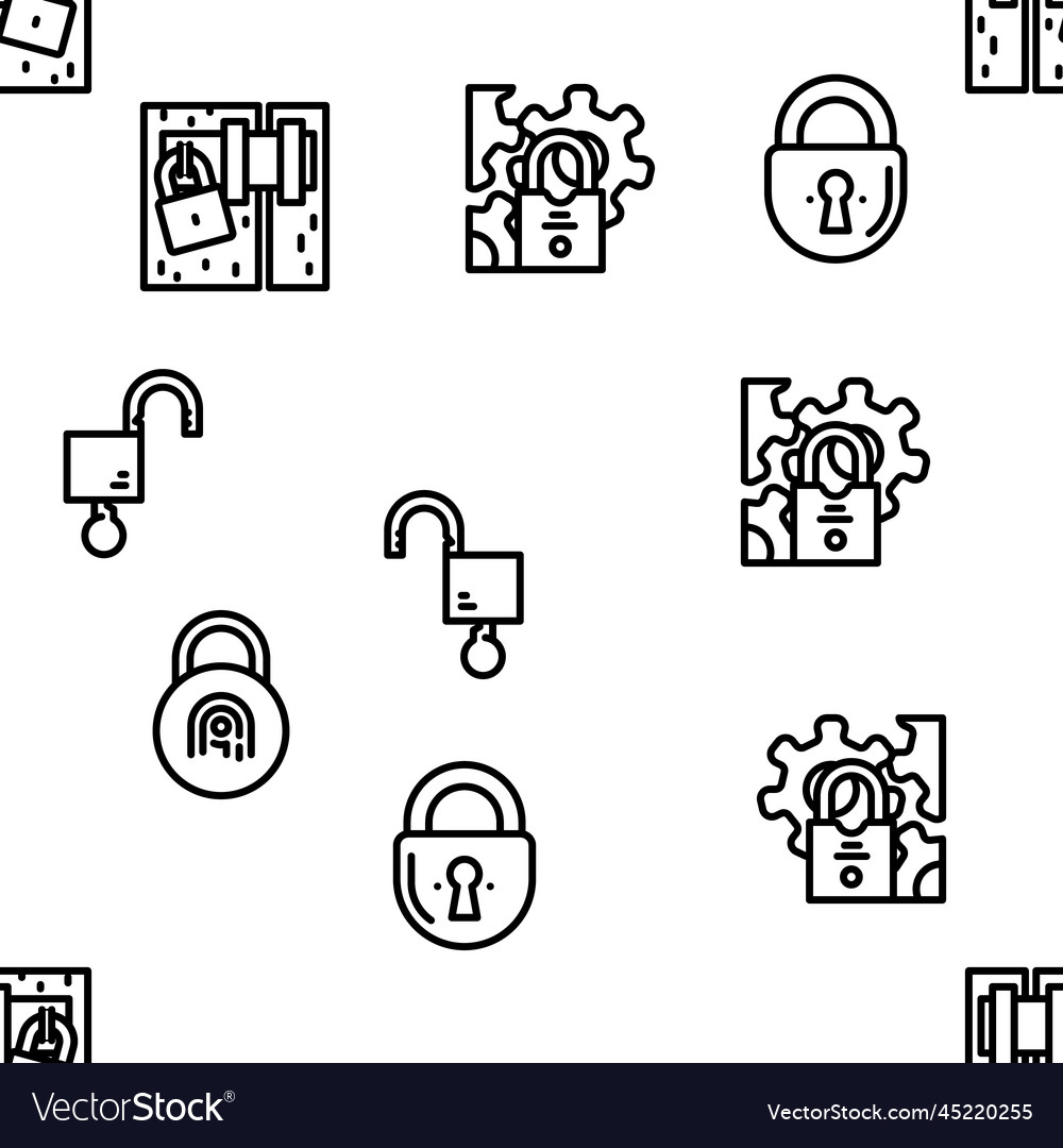 Padlock Lock Safe Password Seamless Pattern Vector Image