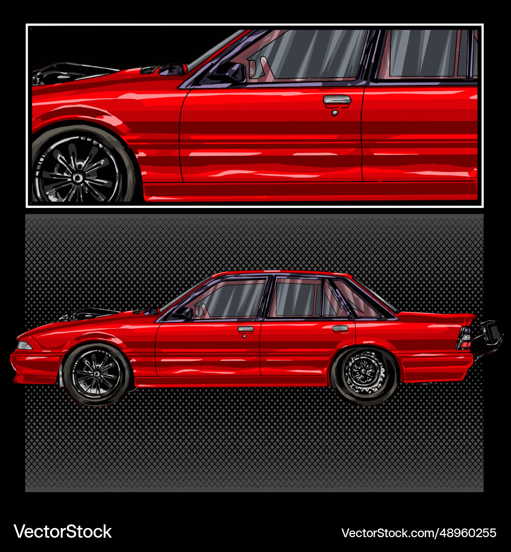 Red drag racing car with black strip Royalty Free Vector