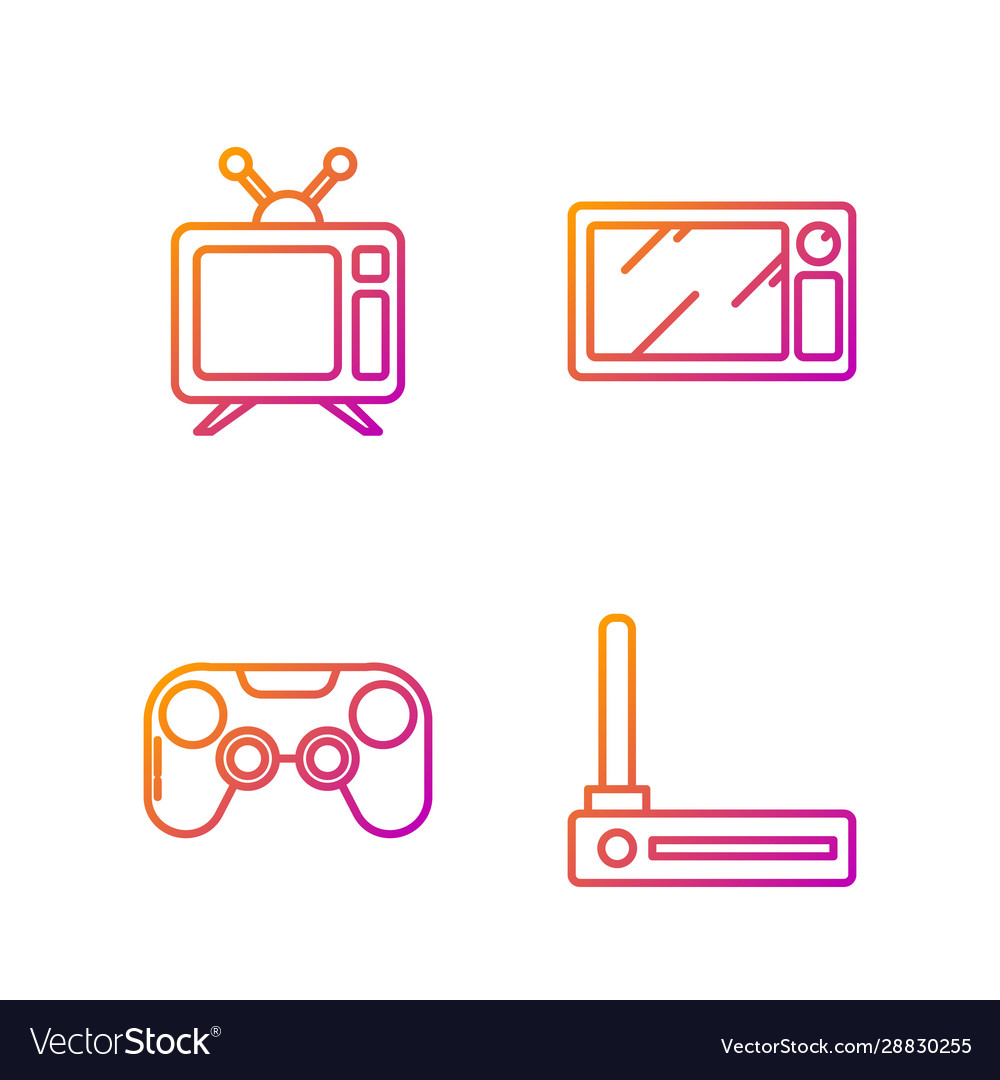 Set Line Router And Wi Fi Signal Gamepad Vector Image