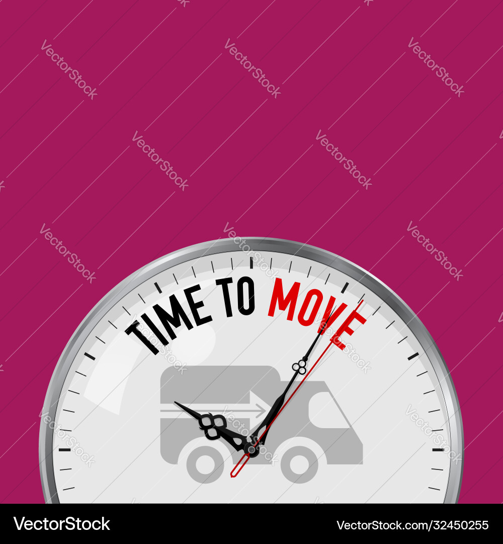Time to move white clock with motivational slogan Vector Image