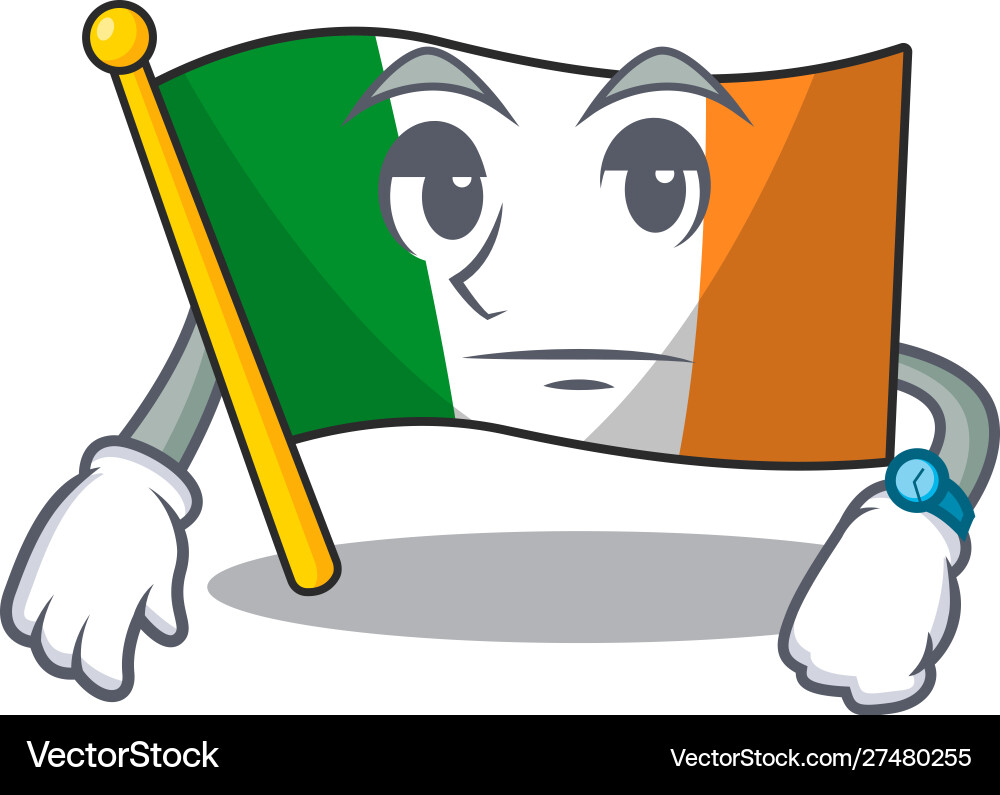 Waiting flag ireland mascot character shape Vector Image