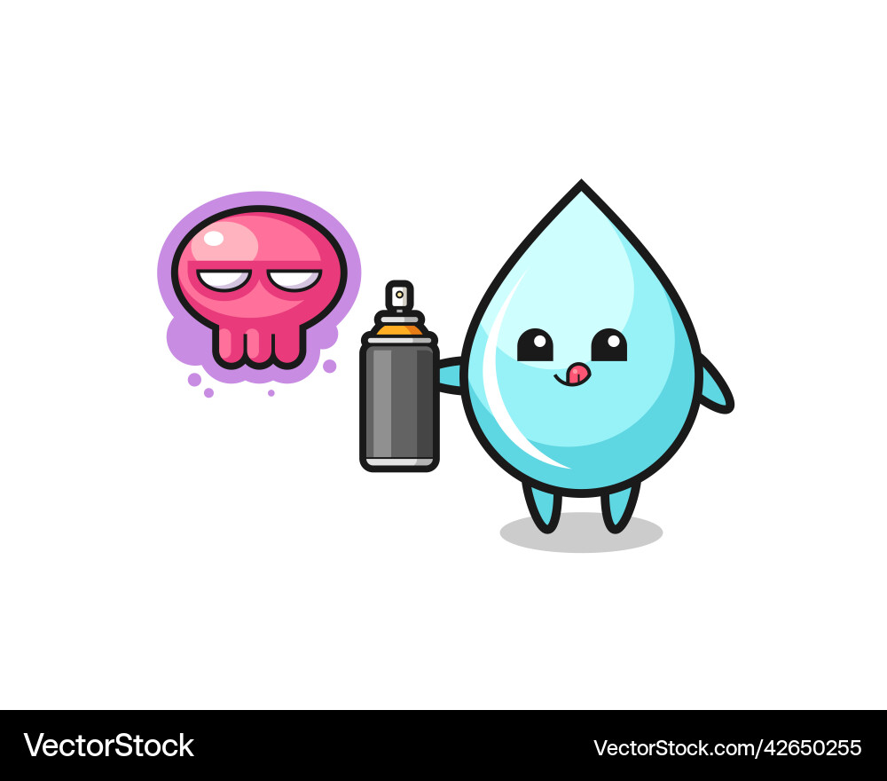 Water drop cartoon make a graffiti with spray Vector Image