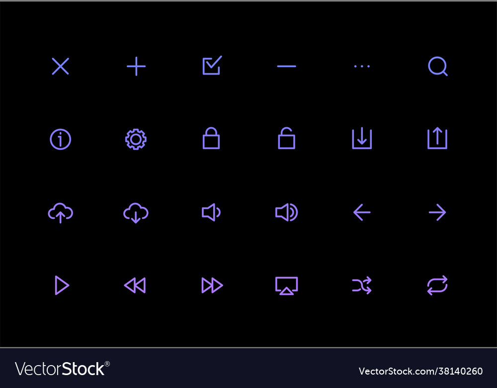 App control system user interface ui icon set Vector Image