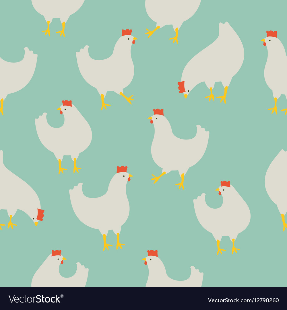 Chicken pattern blue Royalty Free Vector Image
