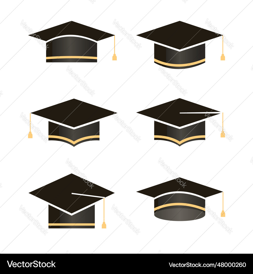 College graduation cap colorful flat element Vector Image