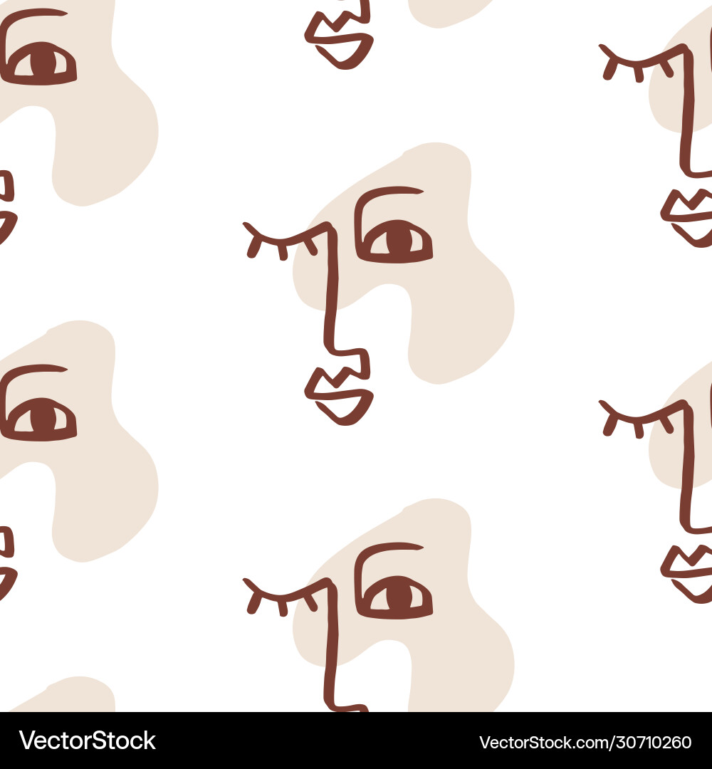 Fashion abstract female faces seamless pattern Vector Image