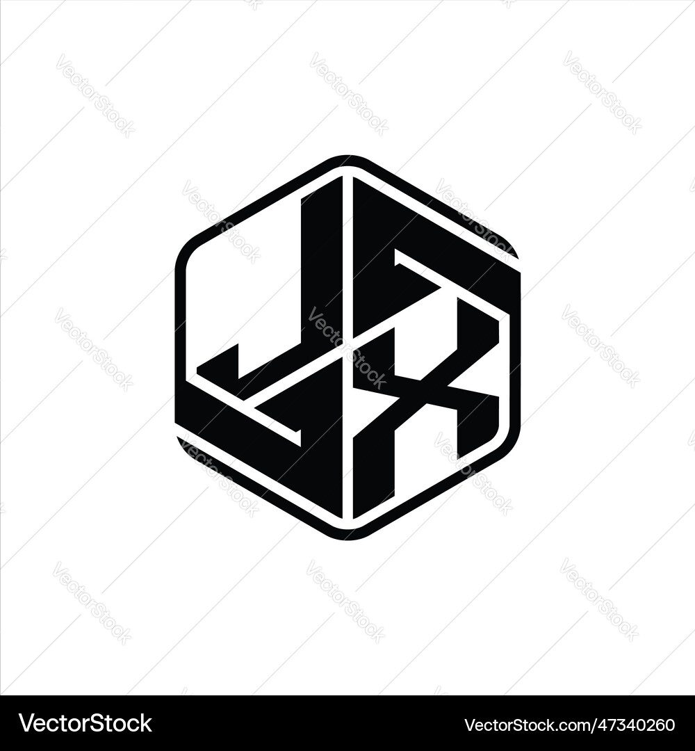 Jx logo monogram hexagon shape with ornament Vector Image