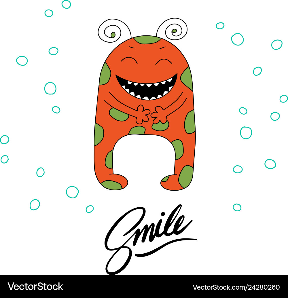 Monster with funny inscription Royalty Free Vector Image