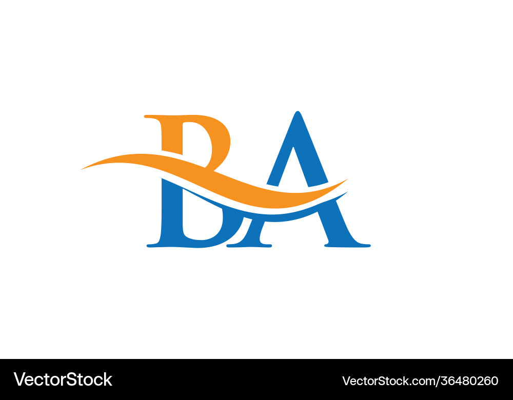 Premium letter ba logo design with water wave Vector Image