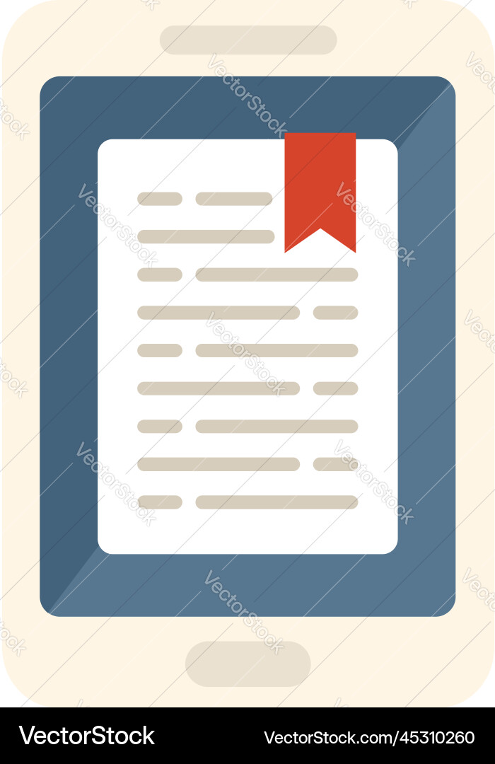 Tablet book icon flat class distance Royalty Free Vector