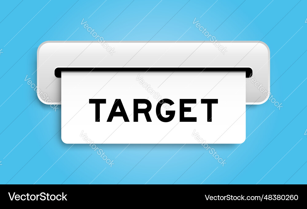 White coupon banner with word target from machine Vector Image