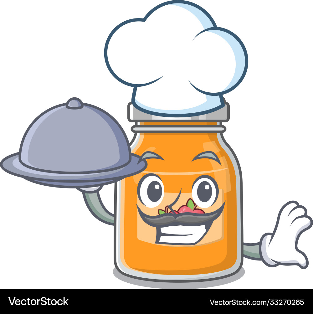 A picture apple jam as chef serving food Vector Image