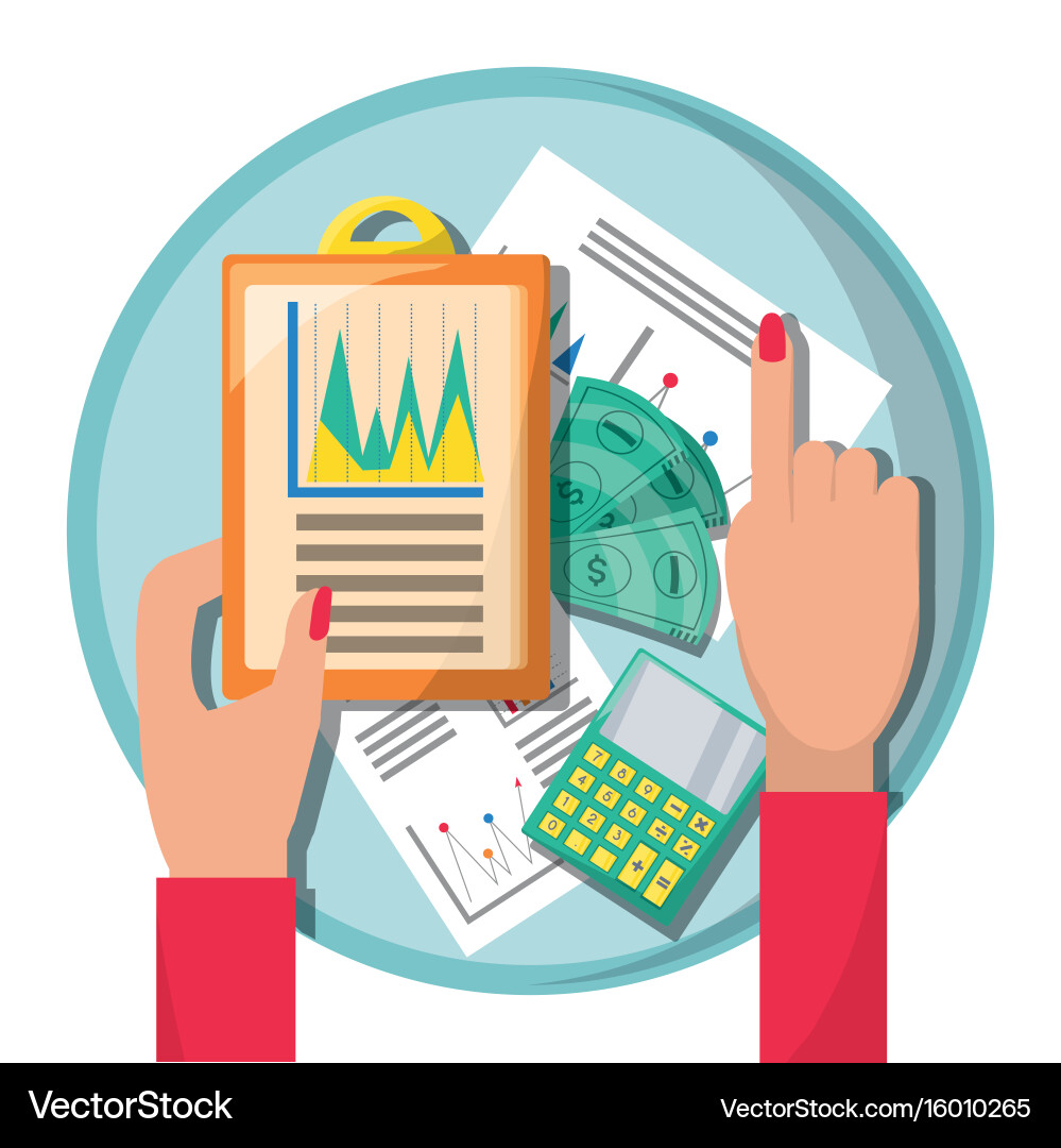 Businesswoman checking the financial documents Vector Image