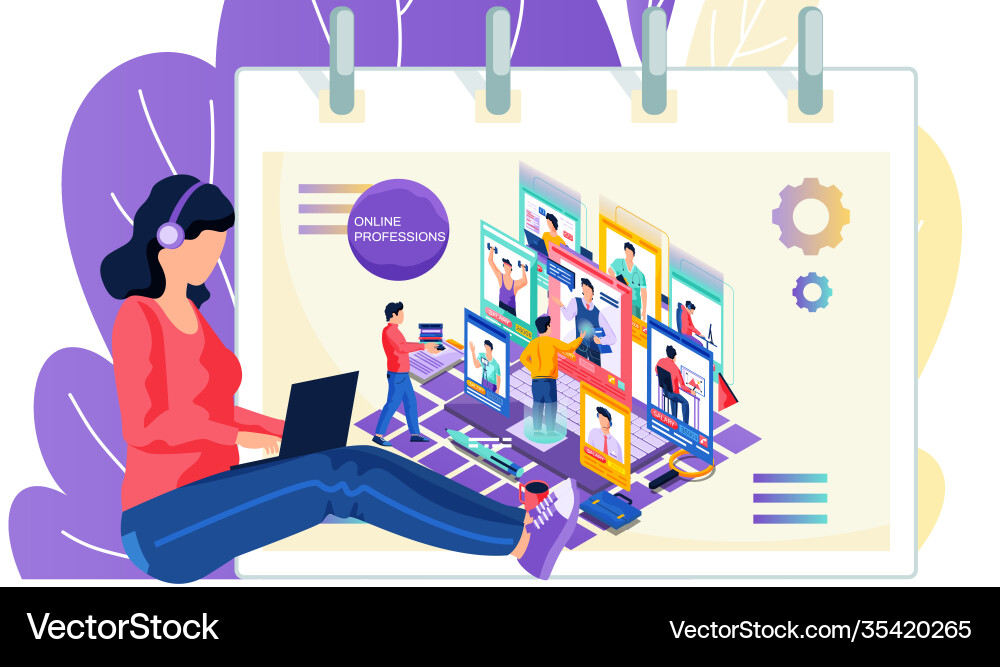 Choosing a future profession freelancer girl Vector Image