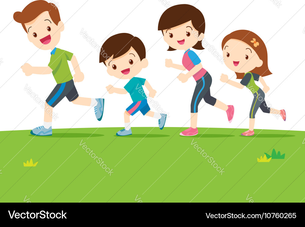 Cute family runing together Royalty Free Vector Image