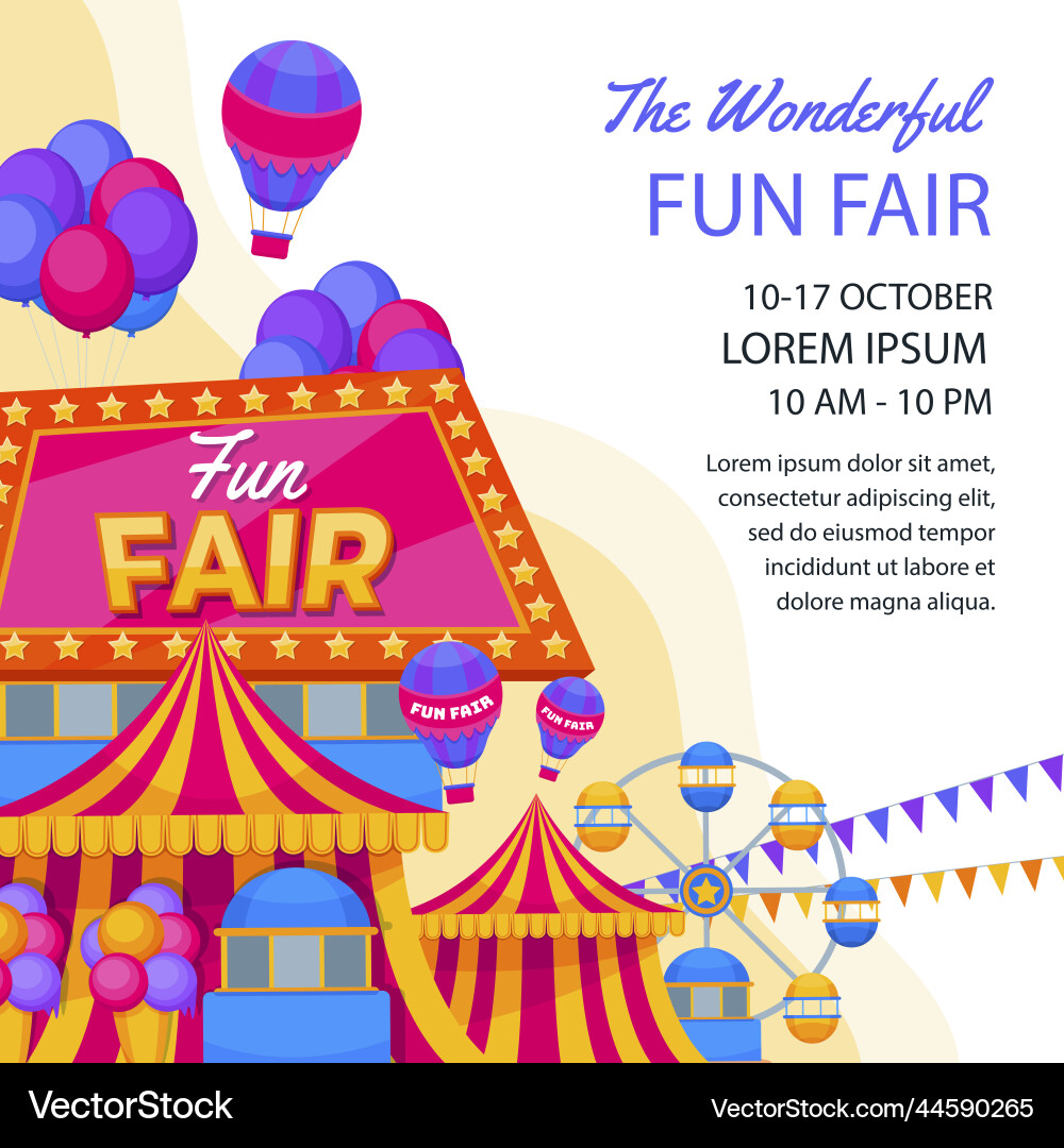 Funfair festival amusement park posts set Vector Image