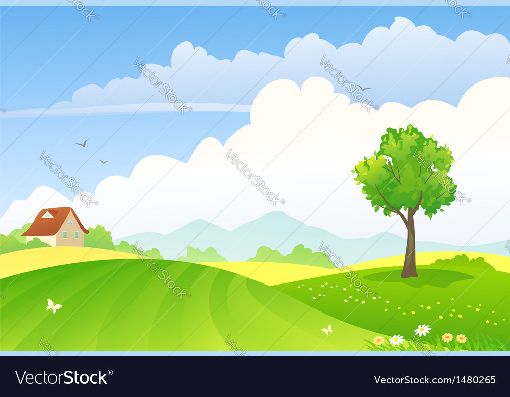Green fields Royalty Free Vector Image - VectorStock