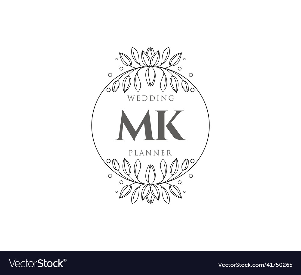 Mk initials letter wedding monogram logos Vector Image