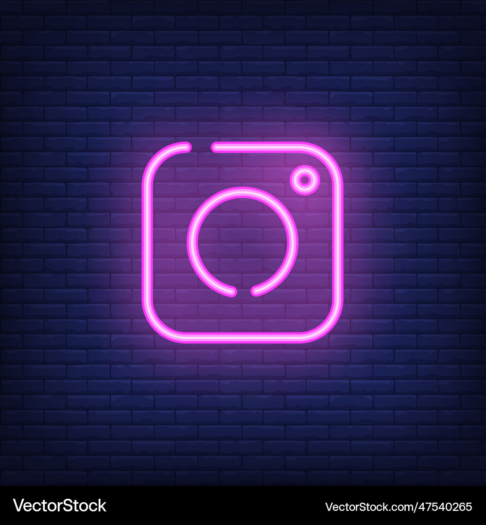 Photographic camera neon sign Royalty Free Vector Image