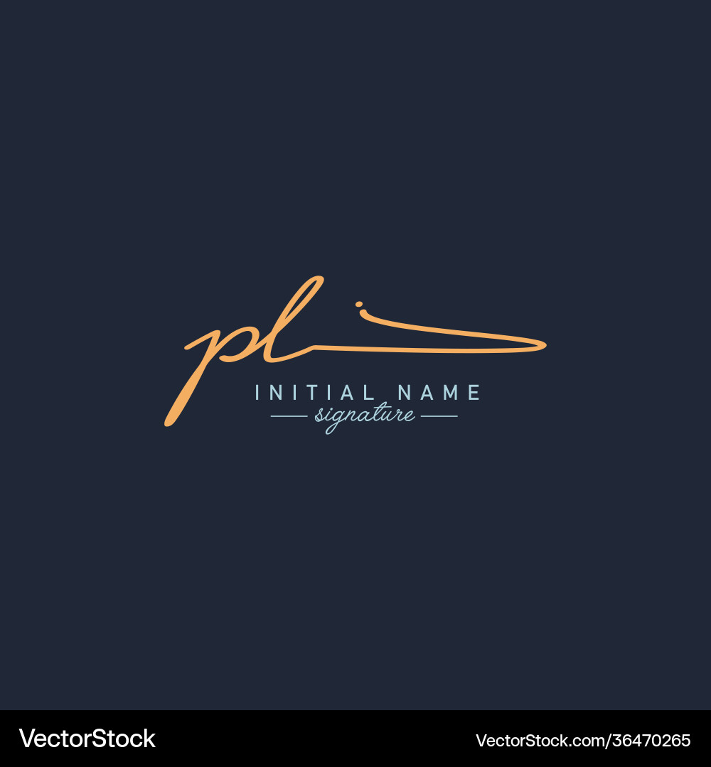 Pl initial letter logo - hand drawn signature Vector Image
