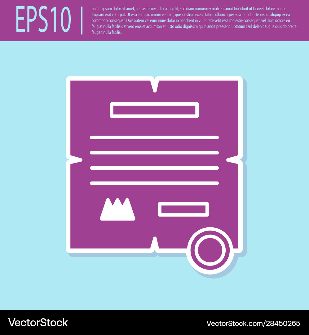 Retro purple decree paper parchment scroll icon Vector Image