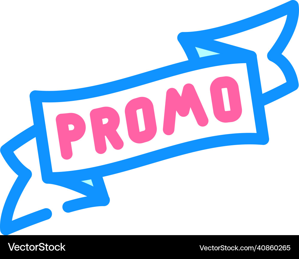 Ribbon promo color icon Royalty Free Vector Image