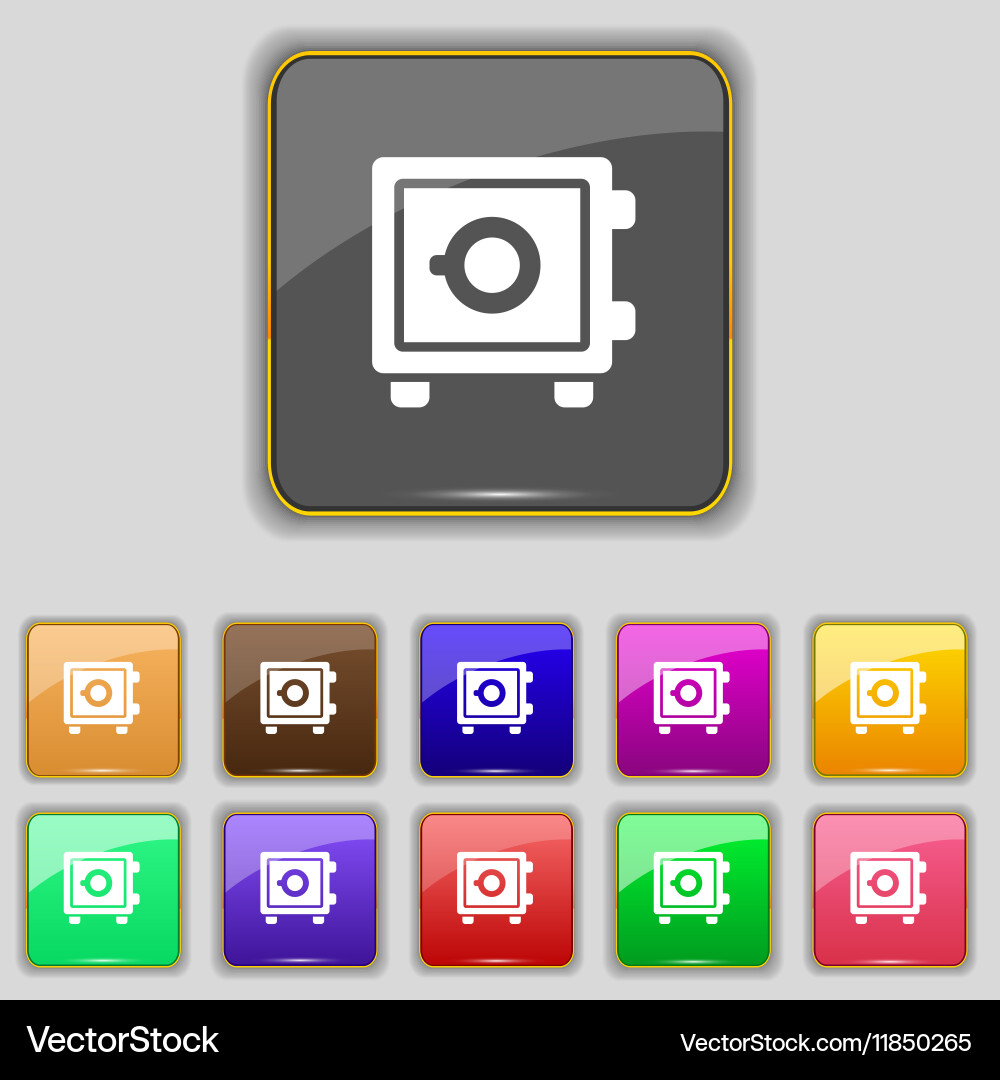 Safe icon sign set with eleven colored buttons Vector Image
