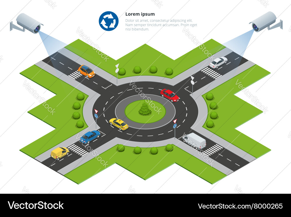 Security camera detects the movement of traffic Vector Image