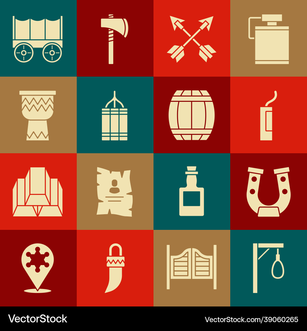 Set gallows horseshoe dynamite bomb crossed Vector Image