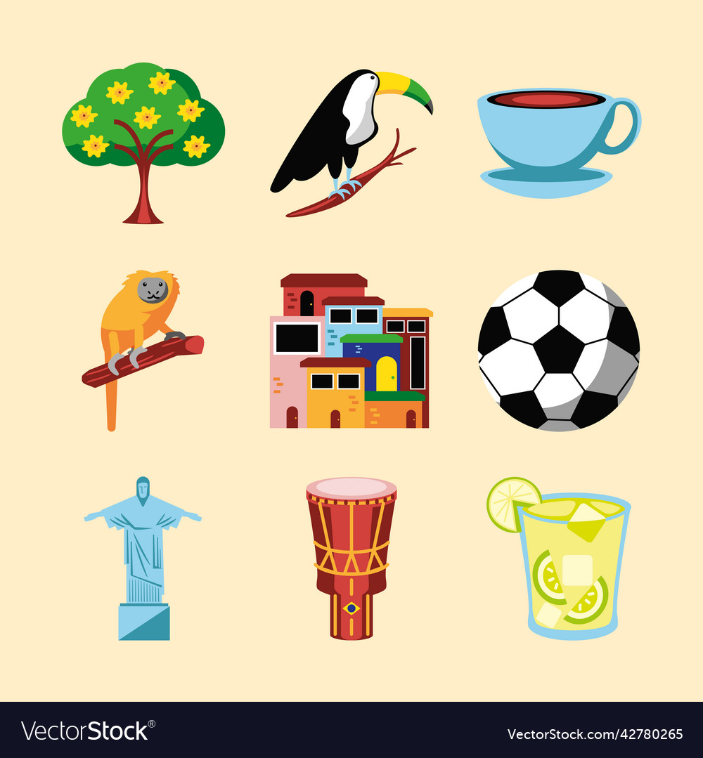 Set of brazil Royalty Free Vector Image - VectorStock