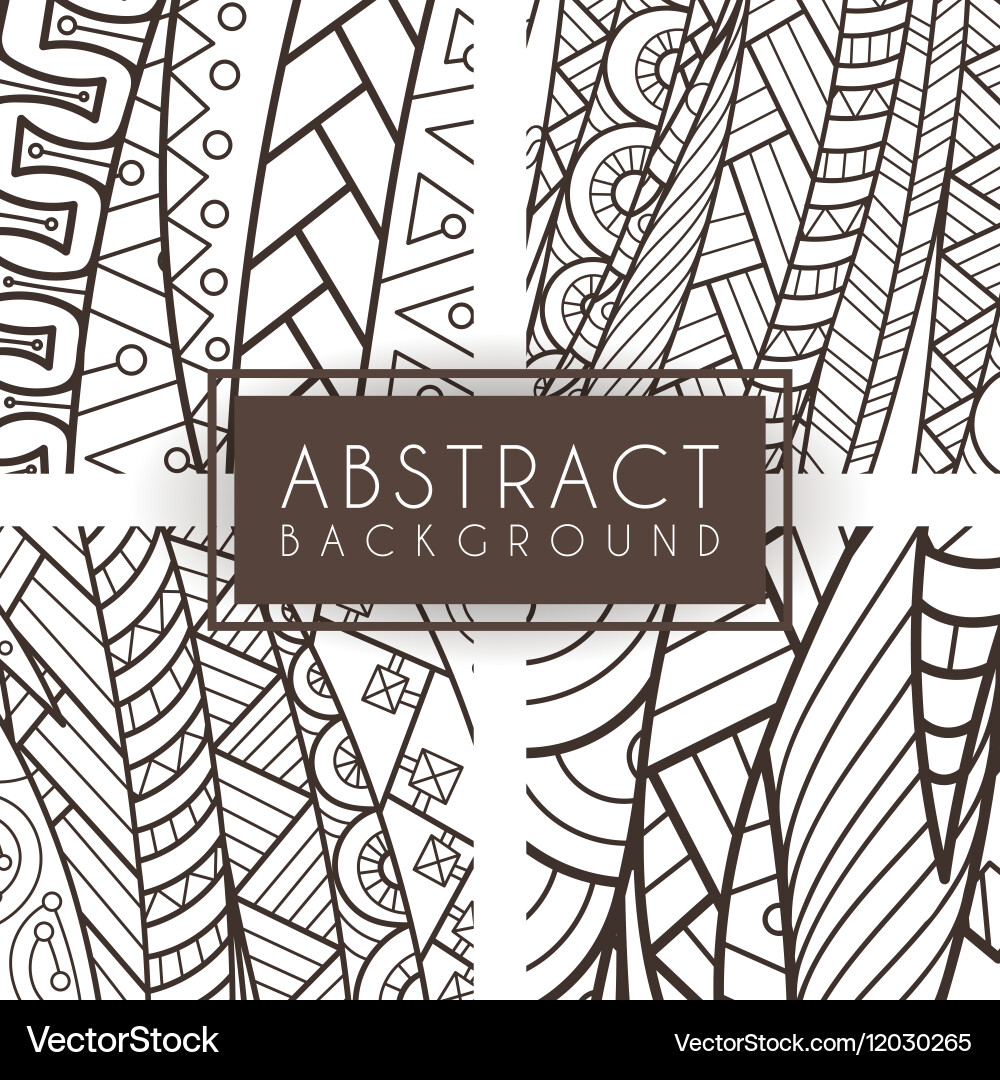 Set of four monochrome intricate patterns doodle Vector Image