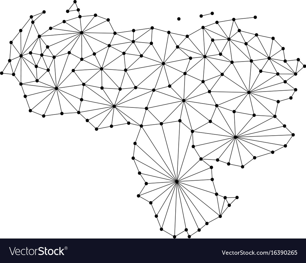 Venezuela map polygonal mosaic lines network Vector Image