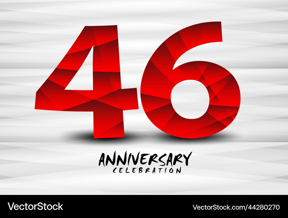 46 year anniversary celebration logo red polygon Vector Image