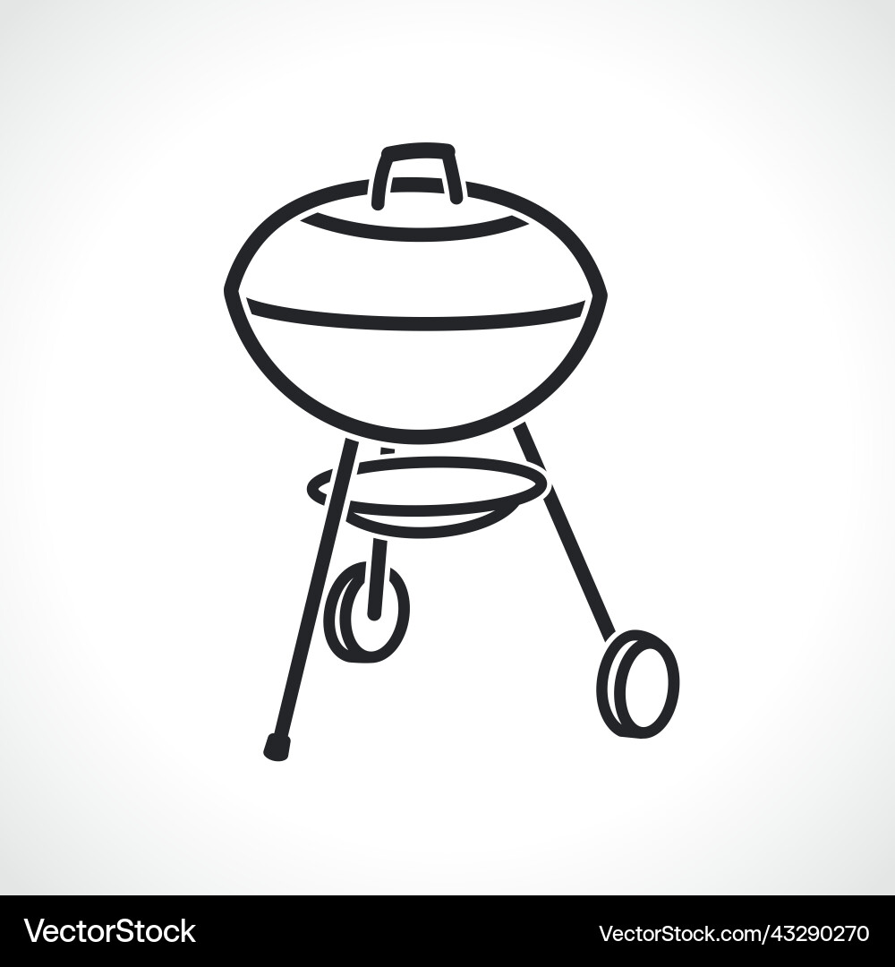 Barbecue grill contour line drawing Royalty Free Vector