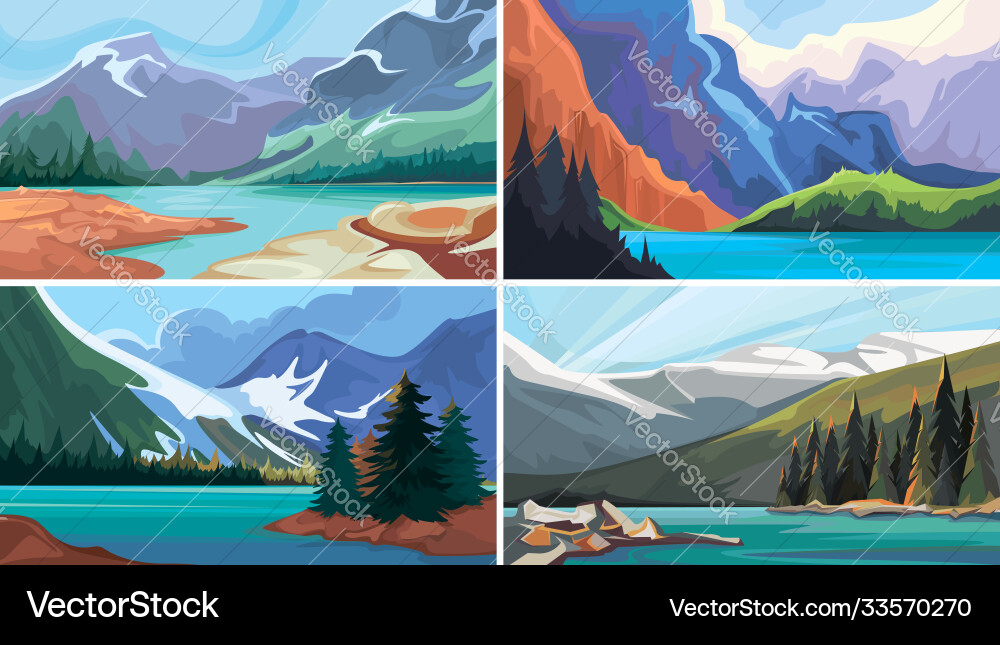 Collection canadian landscapes Royalty Free Vector Image