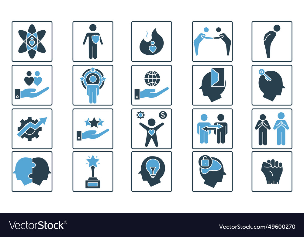Core values icon set integrity passion respect Vector Image Core values icon set integrity passion respect Vector Image