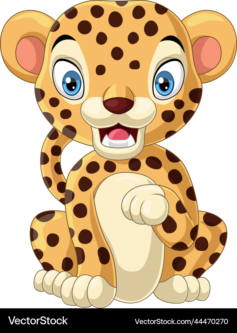 Cute baby leopard cartoon sitting Royalty Free Vector Image