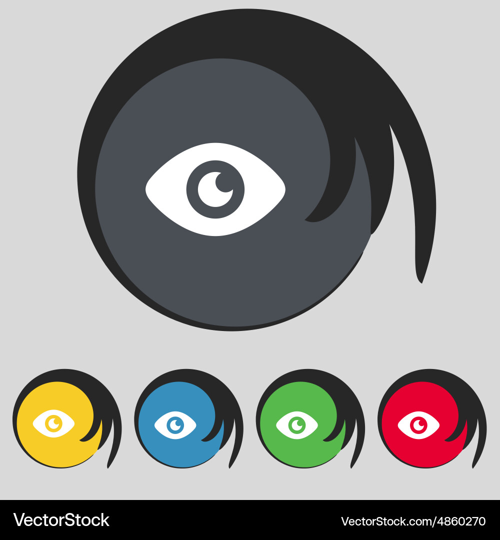 Eye publish content icon sign symbol on five Vector Image