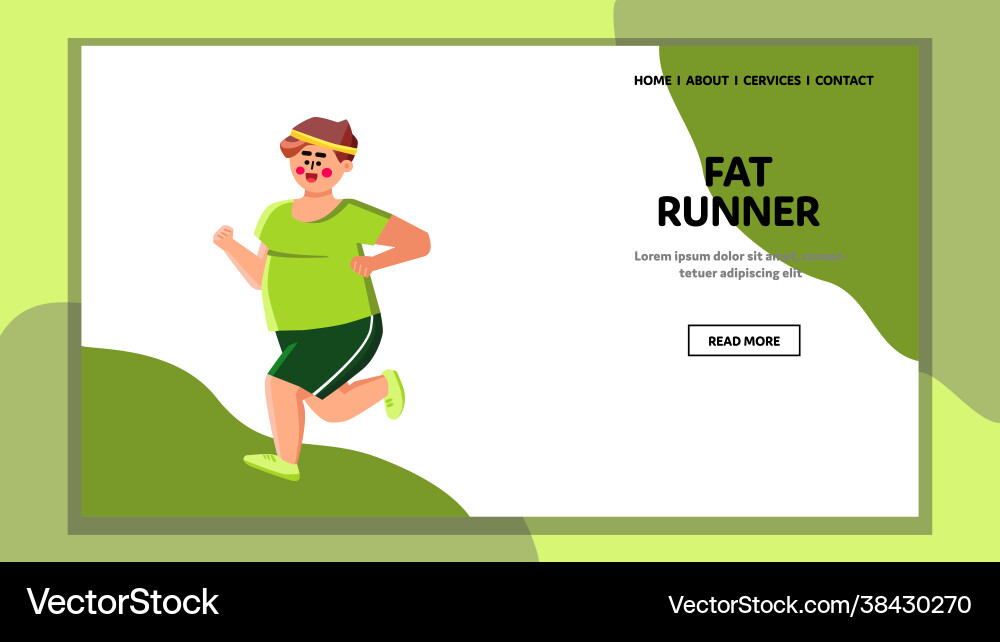Fat runner exercising for wellness health Vector Image