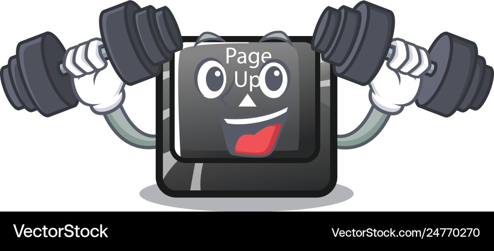 Fitness button page up shape in cartoon Royalty Free Vector