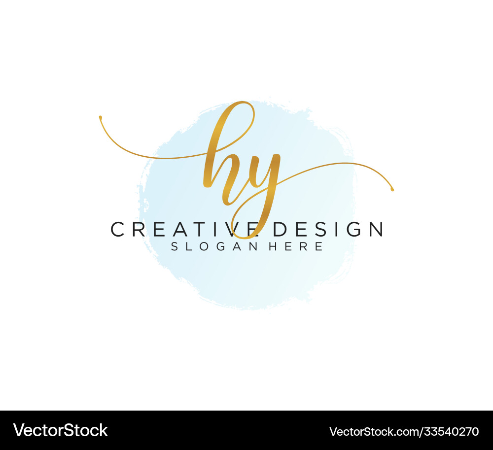 Initial hy handwriting logo with watercolor Vector Image