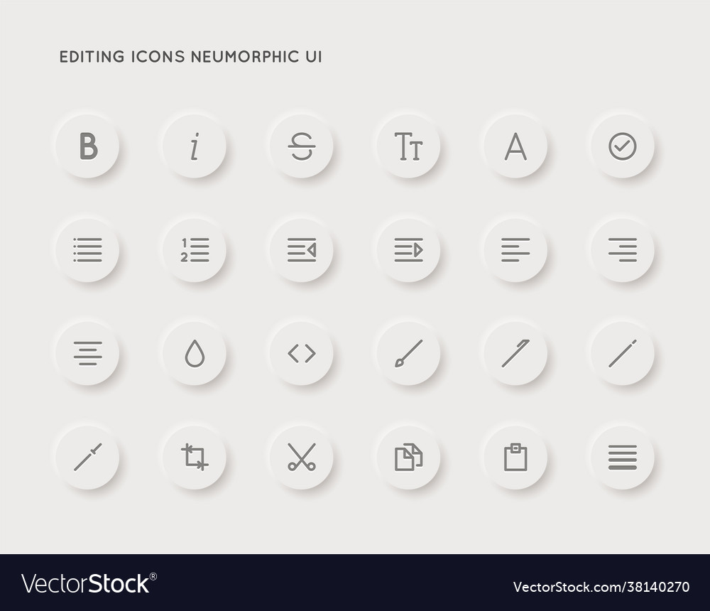 Neumorphic text editing user interface ui icon Vector Image