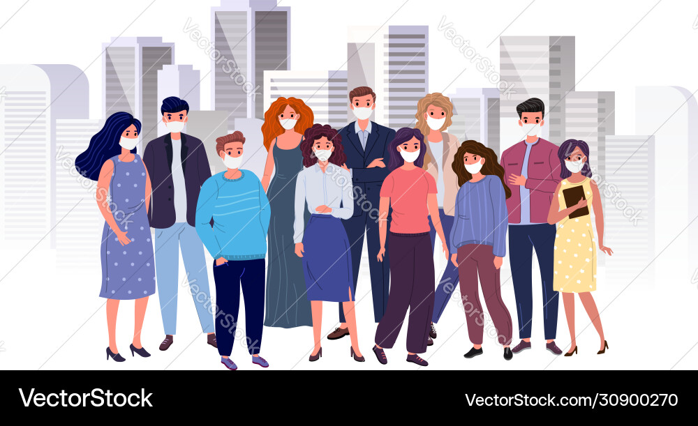 People with face masks Royalty Free Vector Image