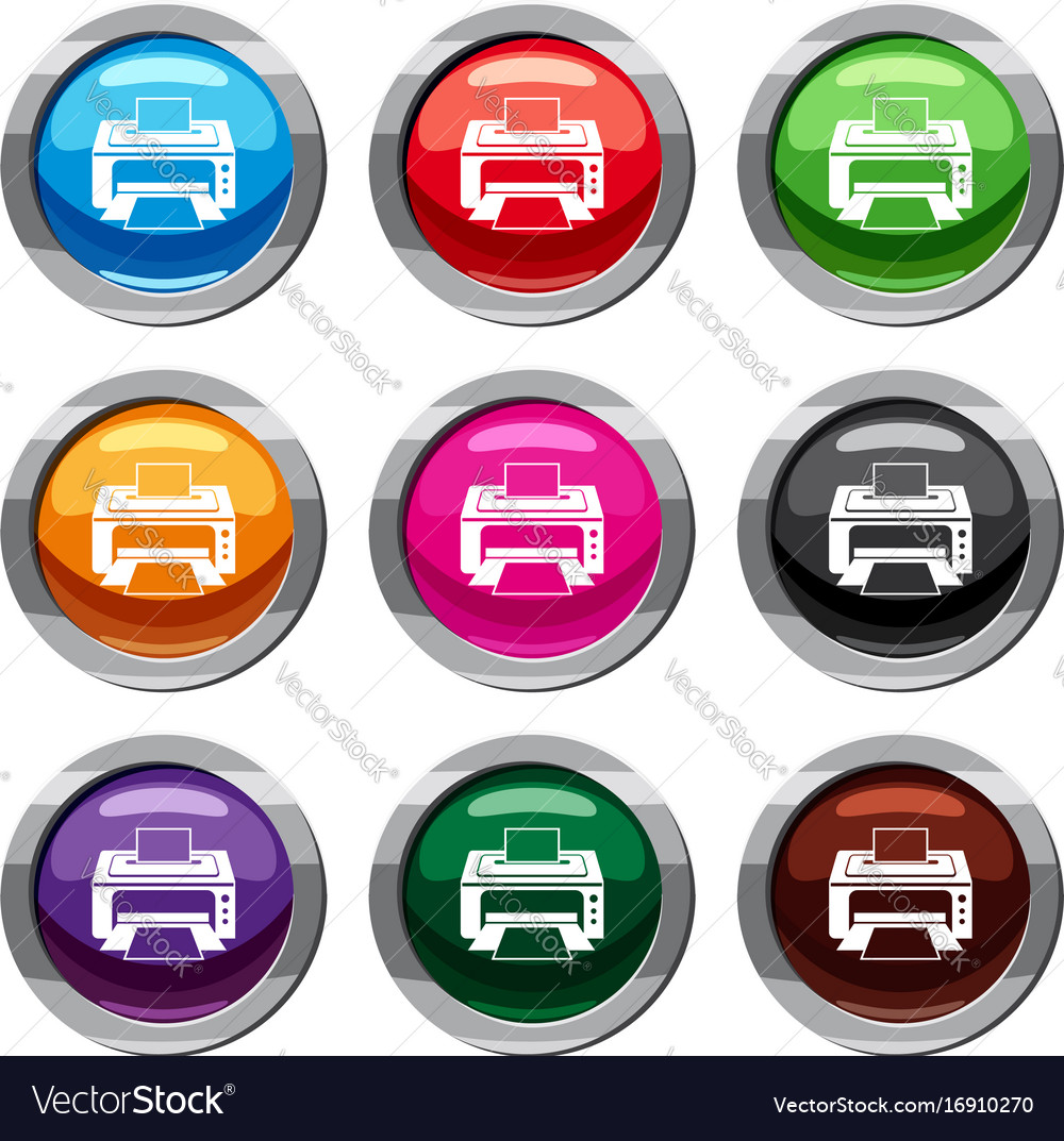 Printer set 9 collection Royalty Free Vector Image