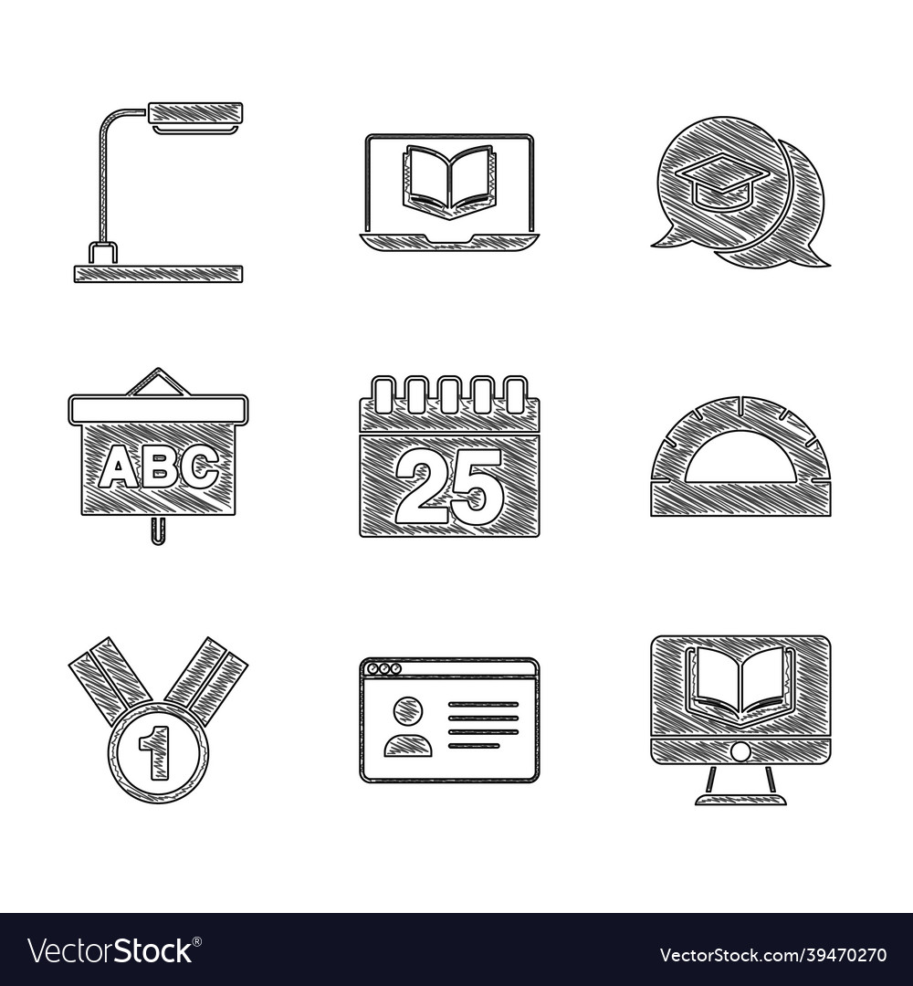 Set calendar online class protractor grid medal Vector Image Set calendar online class protractor grid medal Vector Image